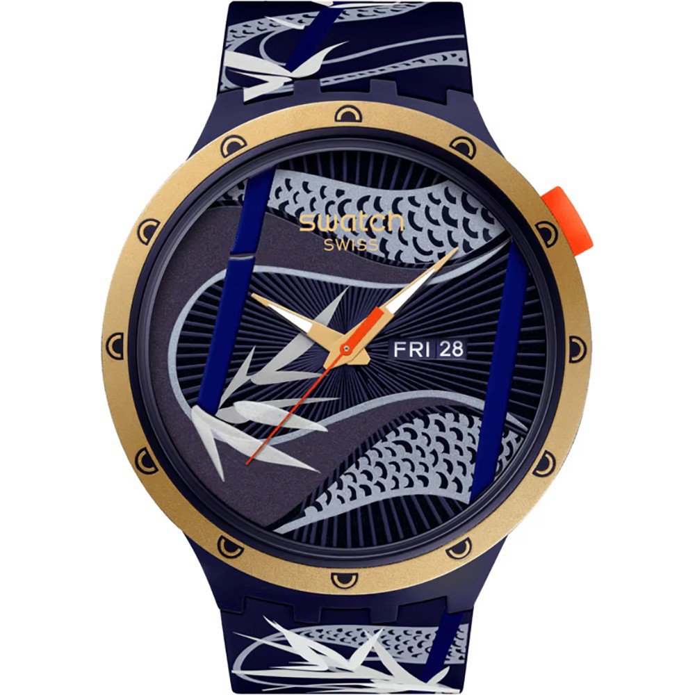 Swatch Big Bold SB05Z700 Blue and golden lithe dancer Watch • EAN ...